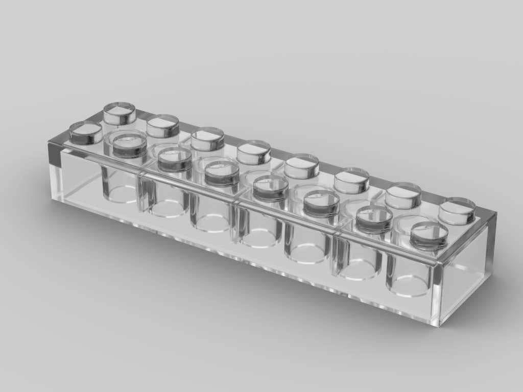 BlueBrixx Brix 250 pcs 2x8 brick, Trans Clear • Set 401245