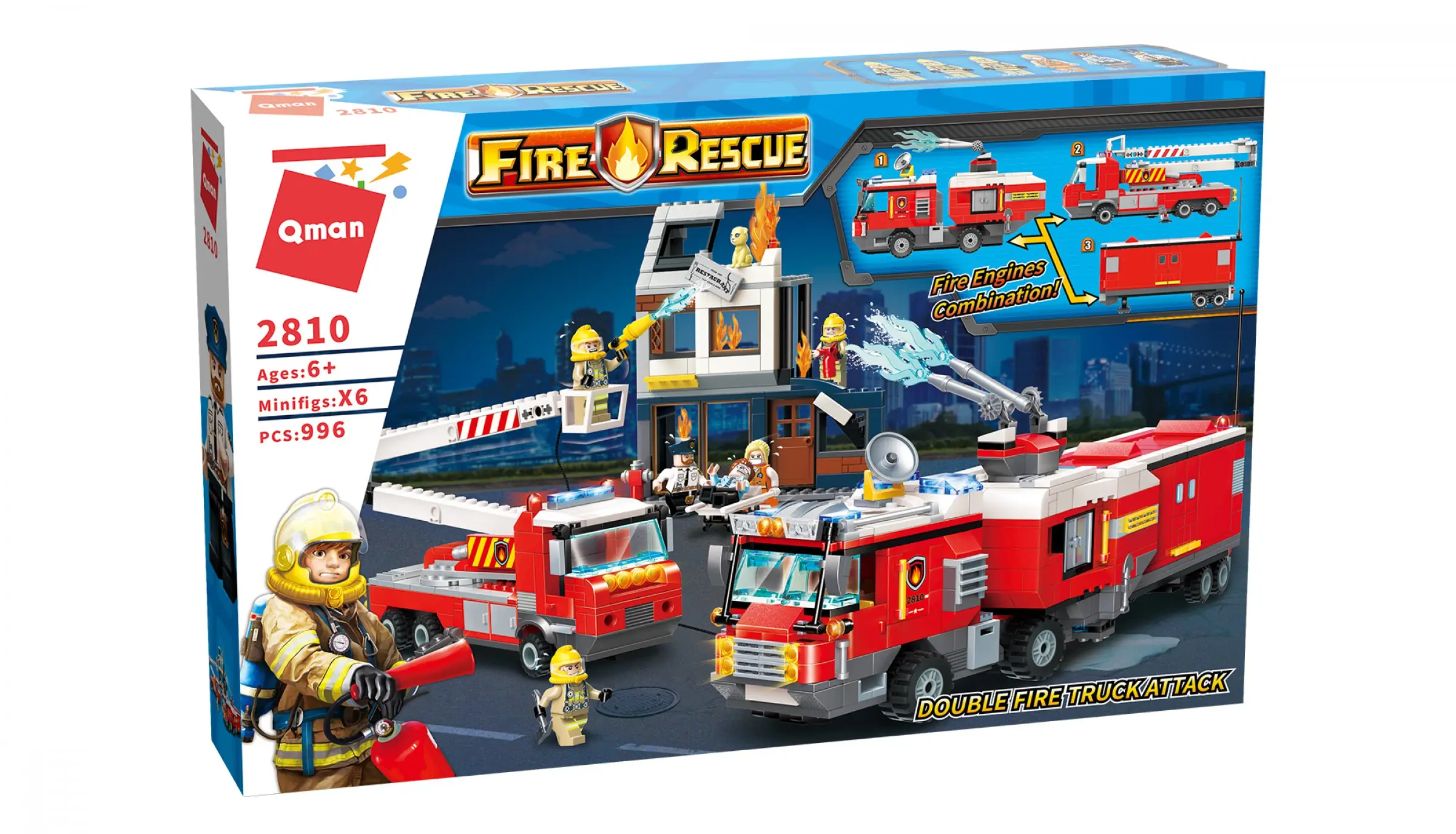 Qman Double Fire Truck Attack • Set 2810 • SetDB