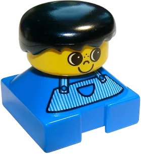 LEGO DUPLO Duplo 2 x 2 x 2 Figure Brick Blue Base, Striped Overalls