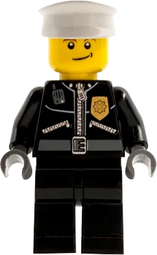 LEGO Holiday City Leather Jacket Gold Badge and 'POLICE' on Back