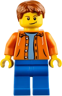 LEGO City Orange Jacket Hood over Light Blue Sweater