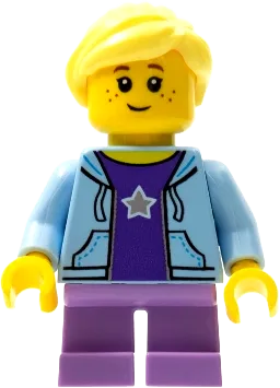 LEGO City Girl Bright Light Blue Hoodie • Minifig cty0665