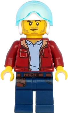 LEGO City Man Dark Red Jacket with Bright Light Blue Shirt