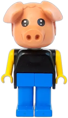 LEGO Fabuland Pig Hugo Hog, Blue Legs, Black Top