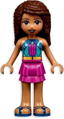 LEGO Friends Andrea Dark Turquoise Halter Top with Magenta Stripes and Dots