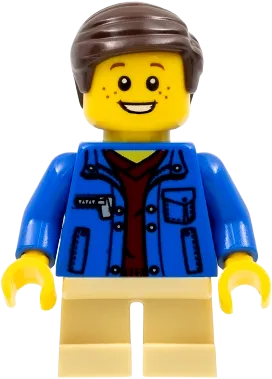 LEGO Brand Boy Denim Jacket, Tan Short Legs • Minifig gen078