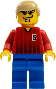 LEGO Sports Soccer Player Red and Blue Team with Number 5