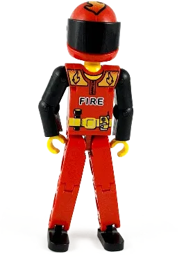 LEGO Technic Figure Red Legs Red Top with Black 'FIRE'